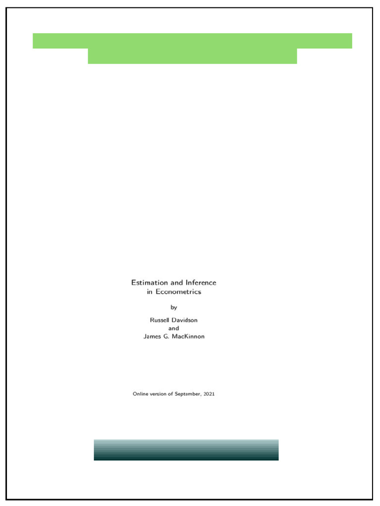 Estimation and Inference in Econometrics 1st Edition Russell Davidson ...