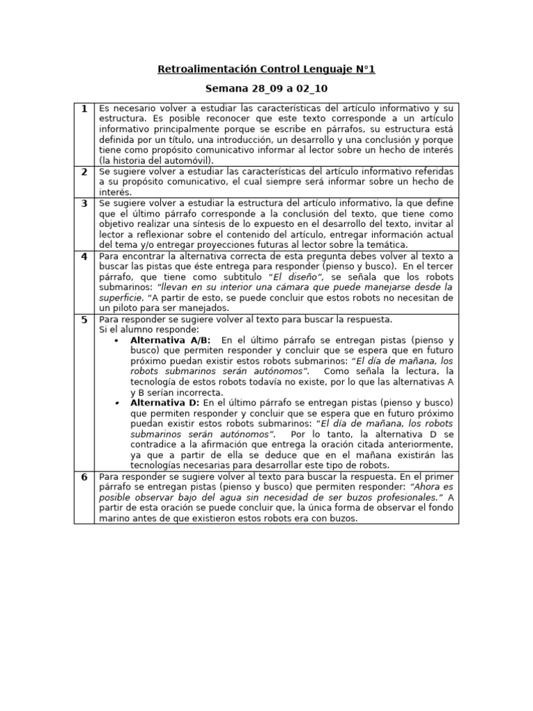 3° - Lenguaje - Retroalimentación - Control N°1 - 2° Semestre | PDF | Comunicación humana