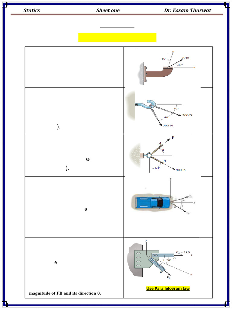Sheet 1 Statics - 250925 - 172544 | PDF | Coordinate System | Cartesian ...