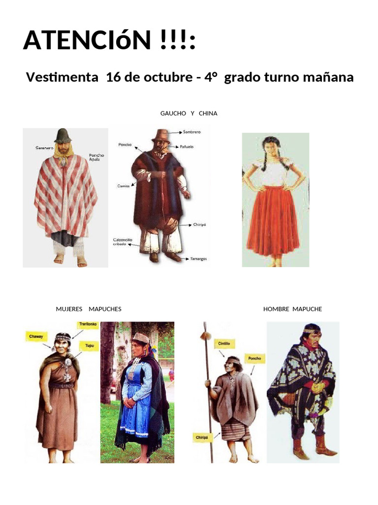 Vestimenta Gaucho y China en Mapuches | PDF