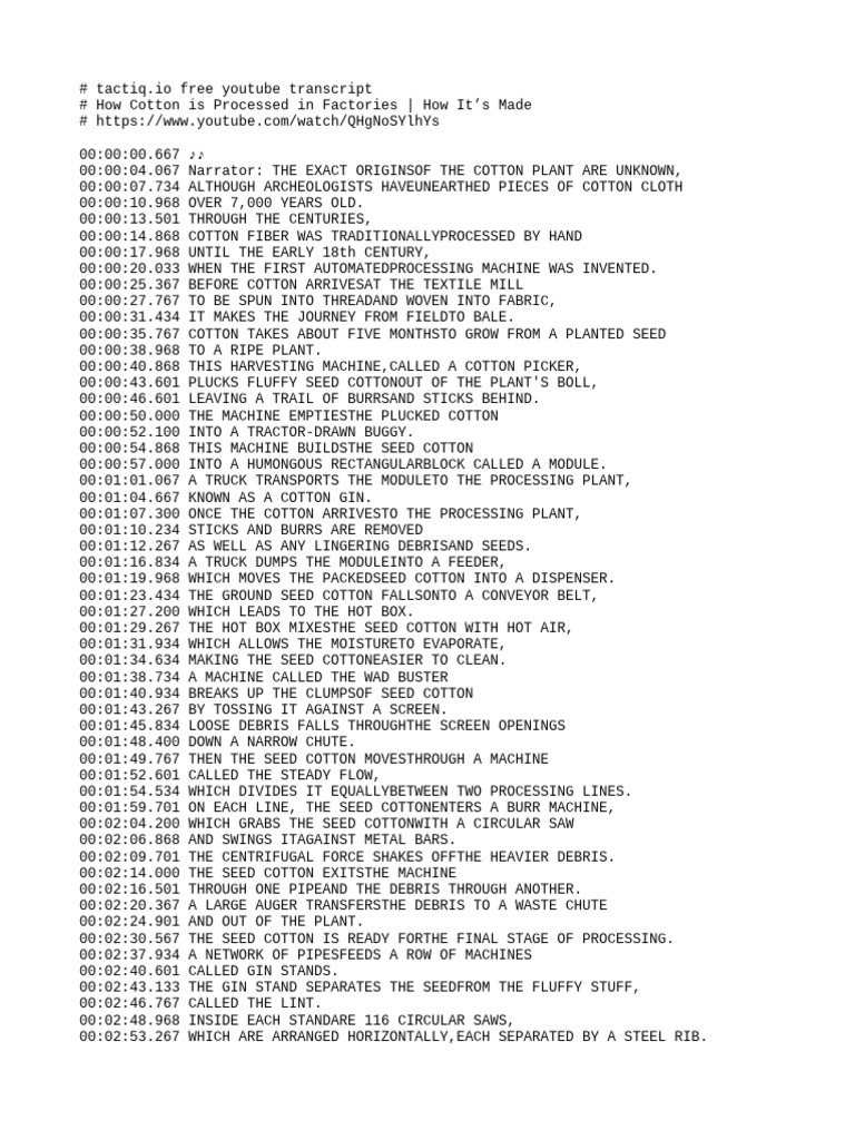 Tactiq Free Transcript QHgNoSYlhYs | PDF | Cotton | Cottonseed