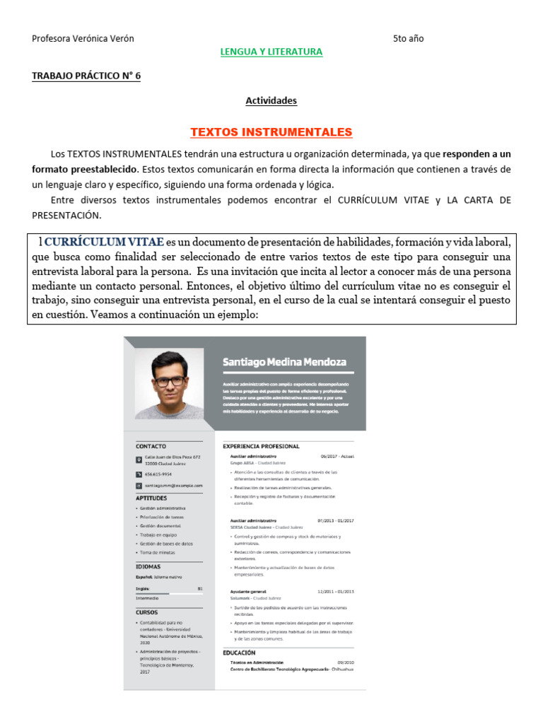 Trabajo Pr-Ctico N-6 Instrumentales Curr-Culum | PDF | Plan de estudios | Comunicación humana
