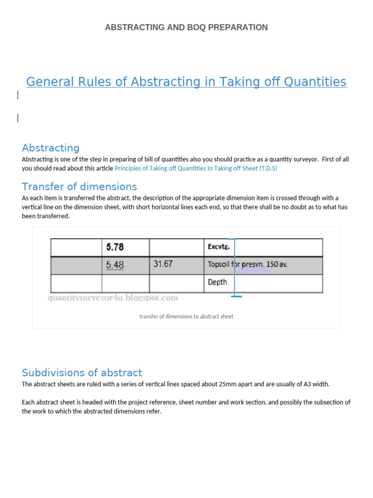 Bills of Quantities (Boq) Notes | PDF | Surveying | Specification ...