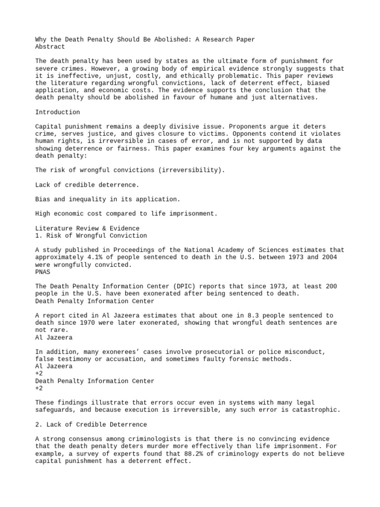 Death Penalty Abolistion | PDF | Capital Punishment | Miscarriage Of ...