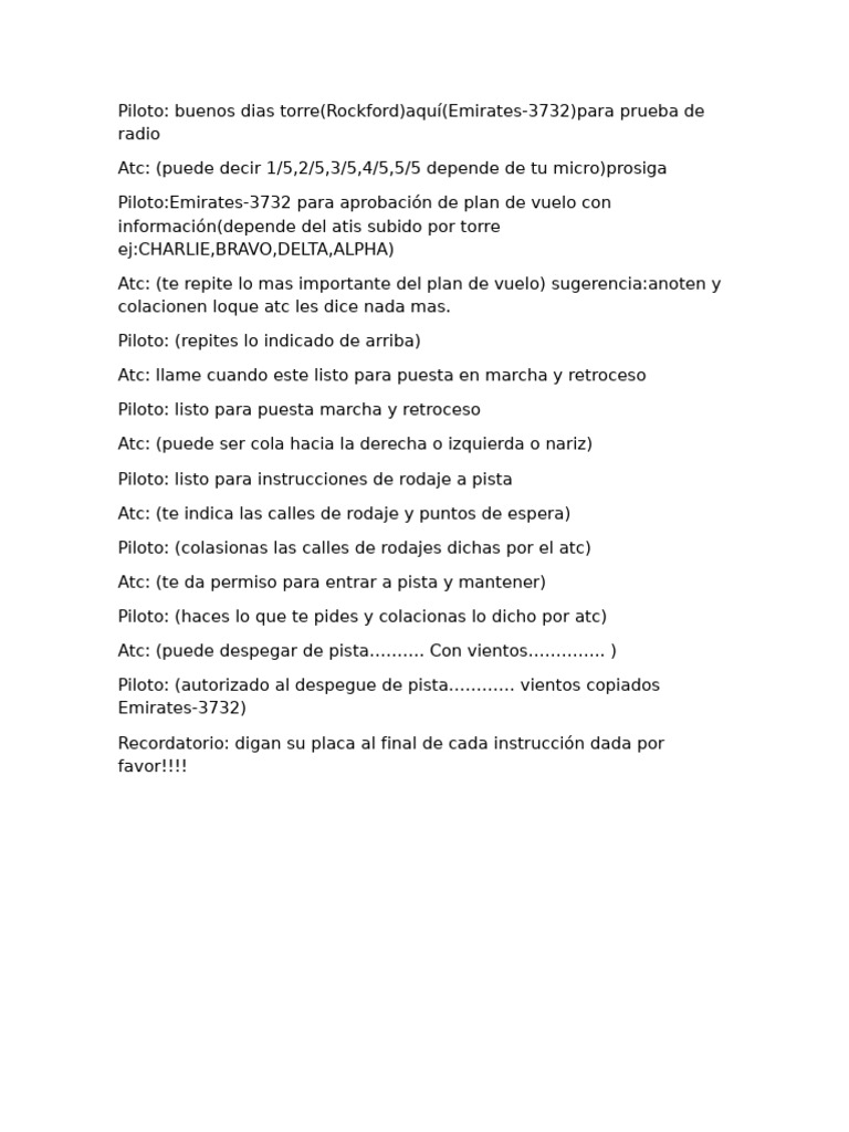Proceso de Comunicación Piloto-ATC | PDF