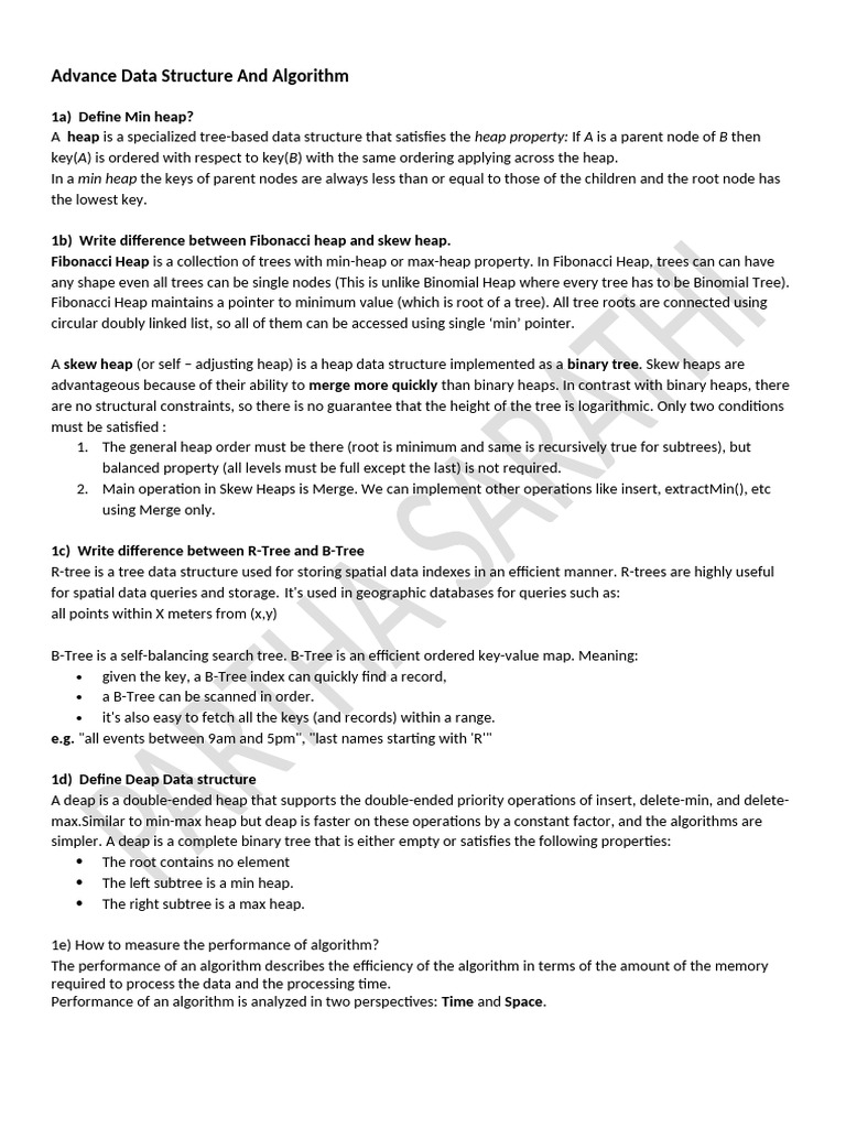 Advance Data Structure and Algorithm | PDF | Time Complexity | Algorithms And Data Structures
