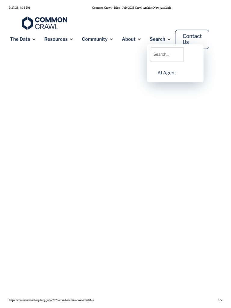 July 2025 Common Crawl Archive Released | PDF