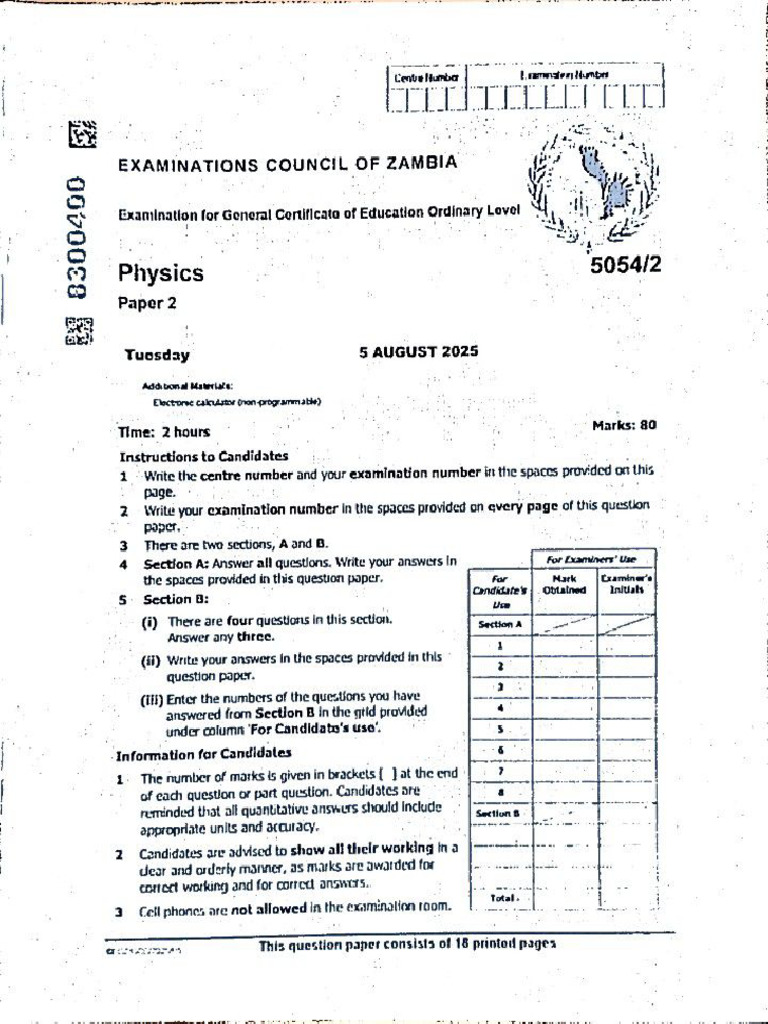 Phy 5054 P2 Gce 2025 | PDF