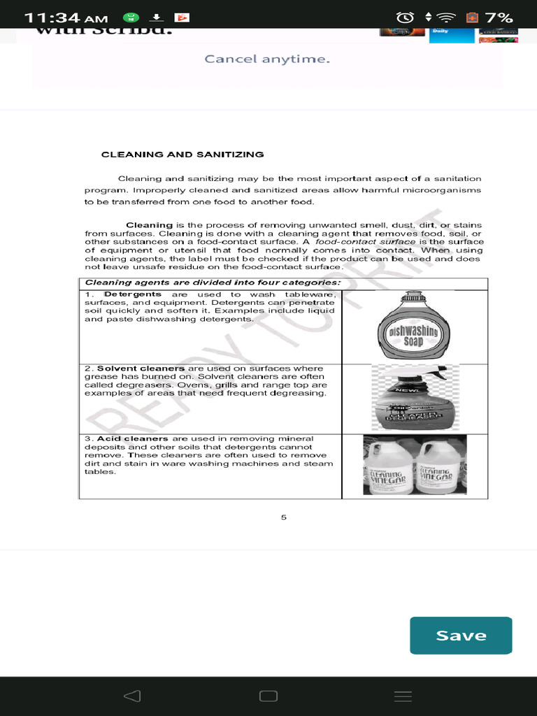 TLE Cleaning and Sanitizing | PDF