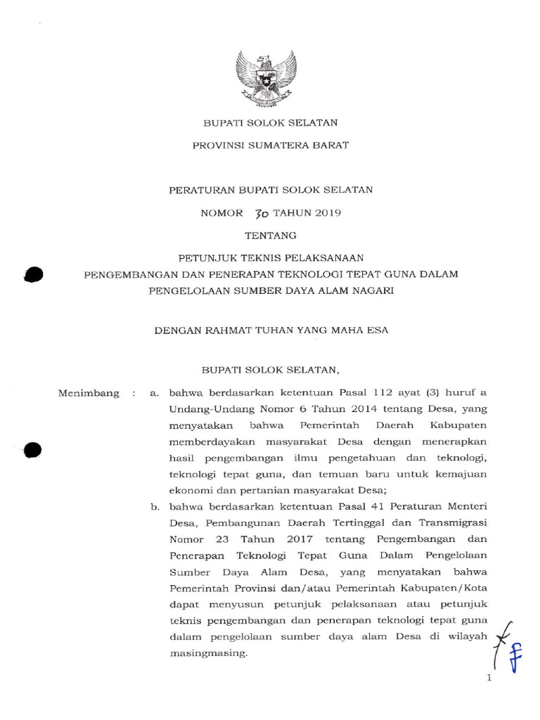 Perbup Nomor 30 Tahun 2019 - Opt | PDF