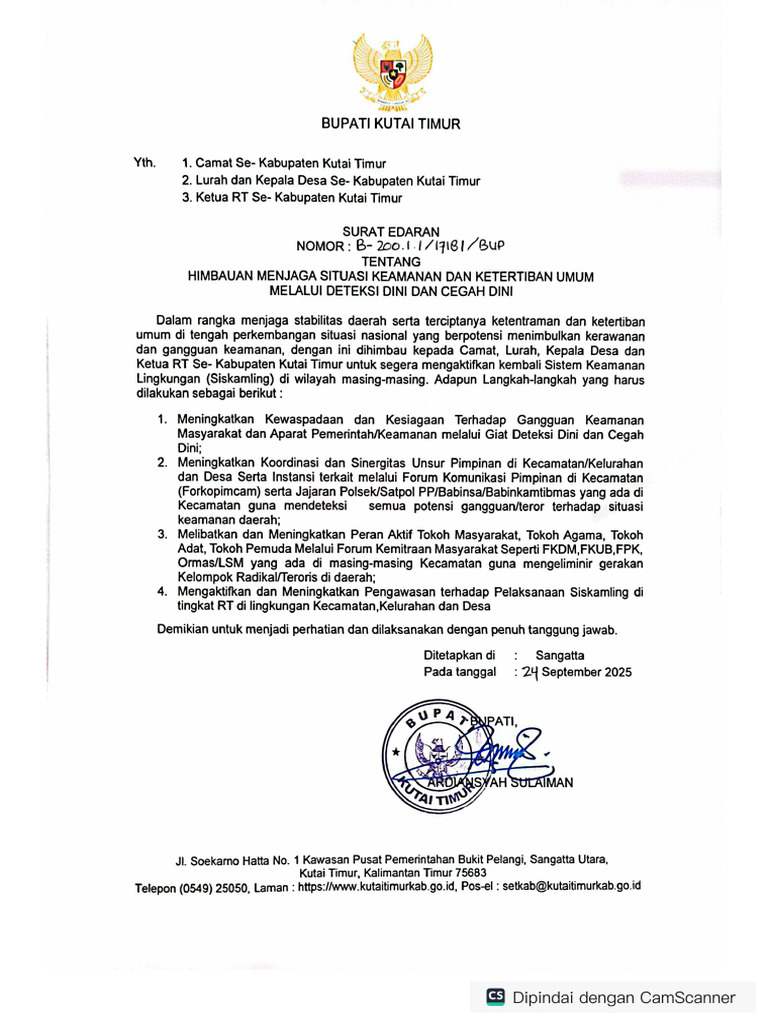 Surat Edaran Bupati | PDF