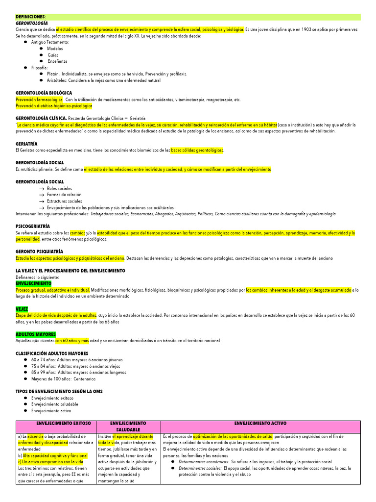 Temas de Geria | PDF | Envejecimiento | Vejez