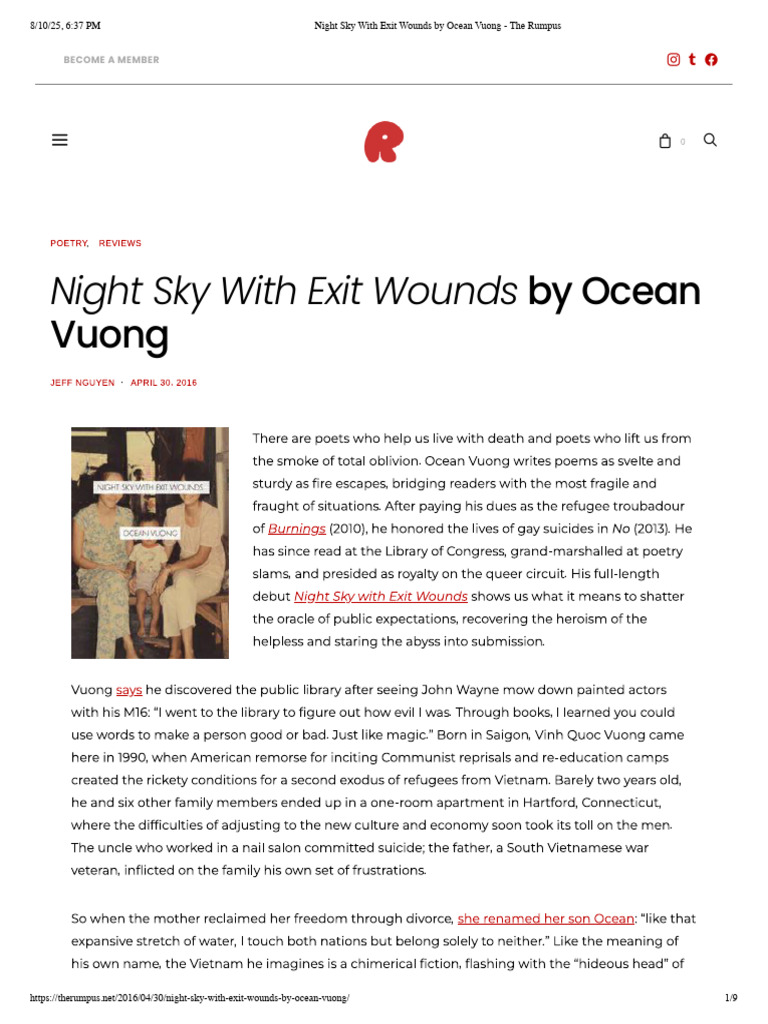 Night Sky With Exit Wounds by Ocean Vuon | PDF