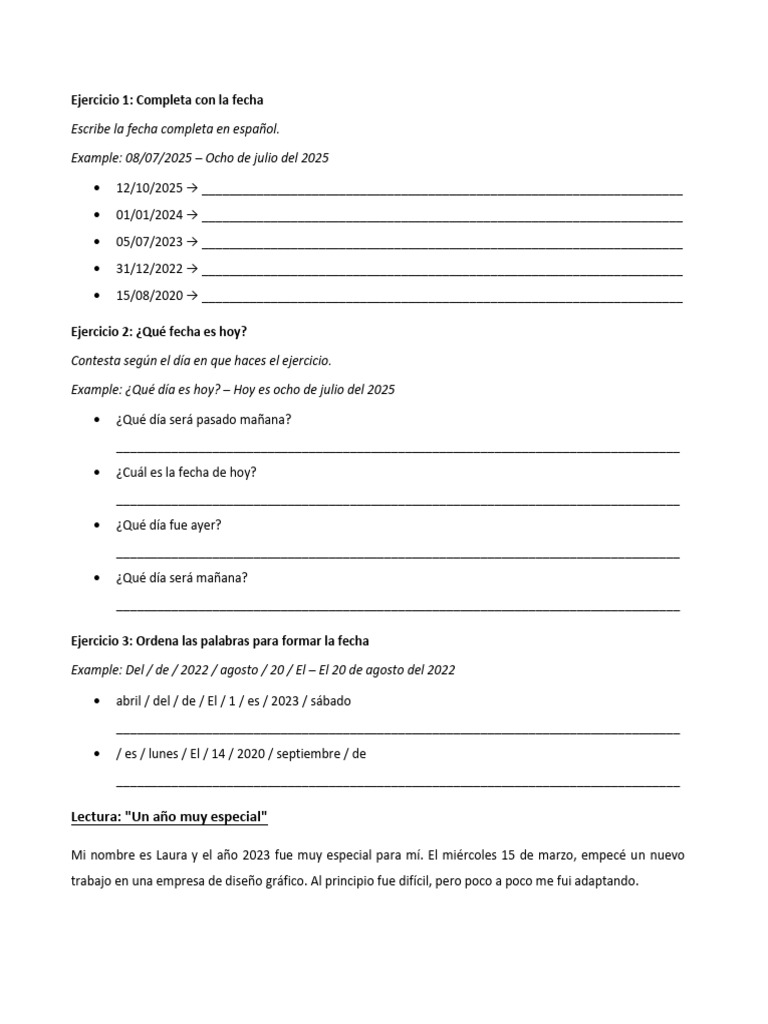 Ejercicios Fechas | PDF
