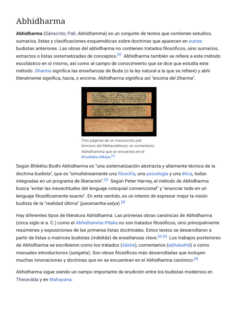 Abhidharma - Wikipedia, La Enciclopedia Libre | PDF | Filosofía india ...