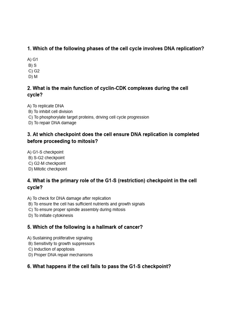 Biol 142 LA Review Session - Cell Cycle & Cancer | PDF | Cell Cycle ...
