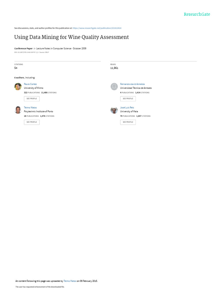 Using Data Mining For Wine Quality Assessment | PDF | Accuracy And ...