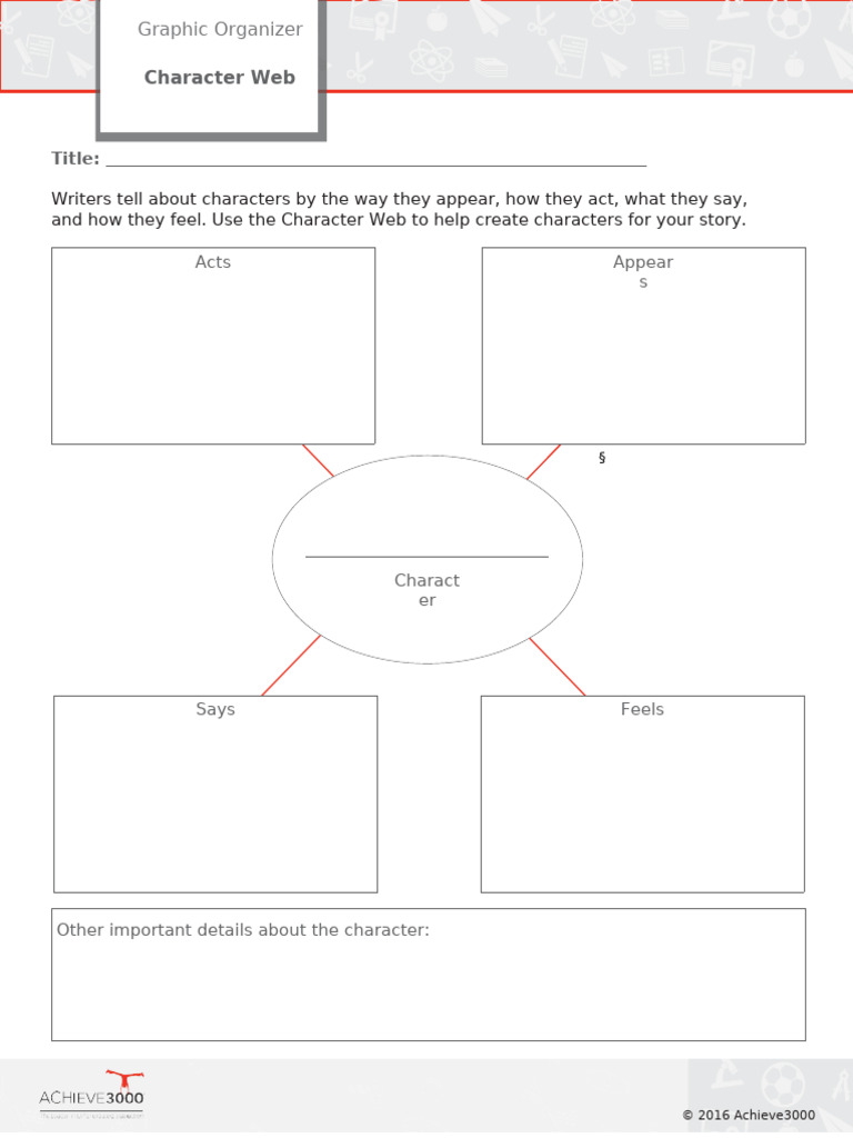 Character Web Graphic Organizer | PDF