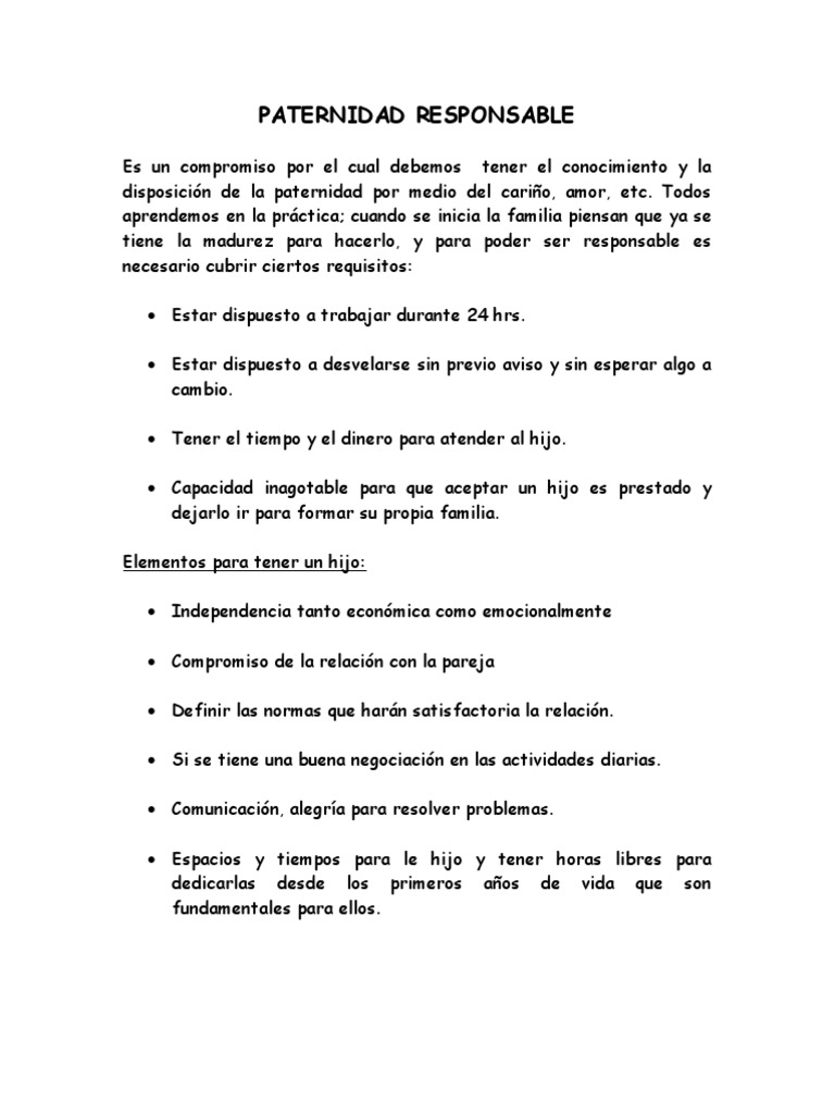 Paternidad Responsable | PDF | Familia | Moralidad