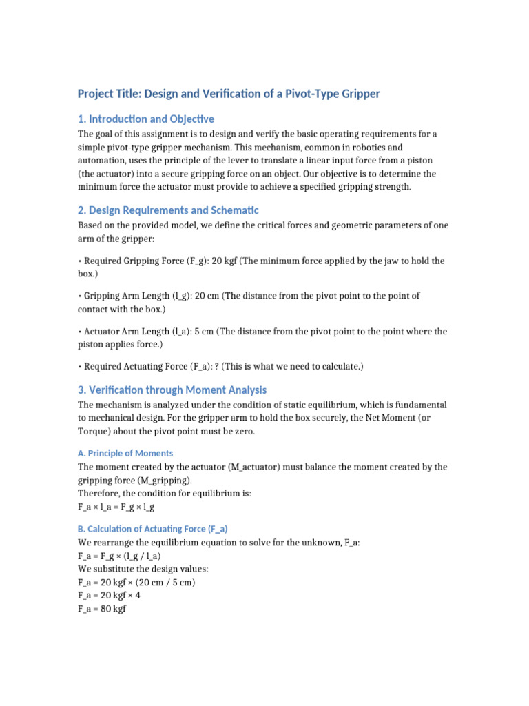 Pivot-Type Gripper Design Analysis | PDF