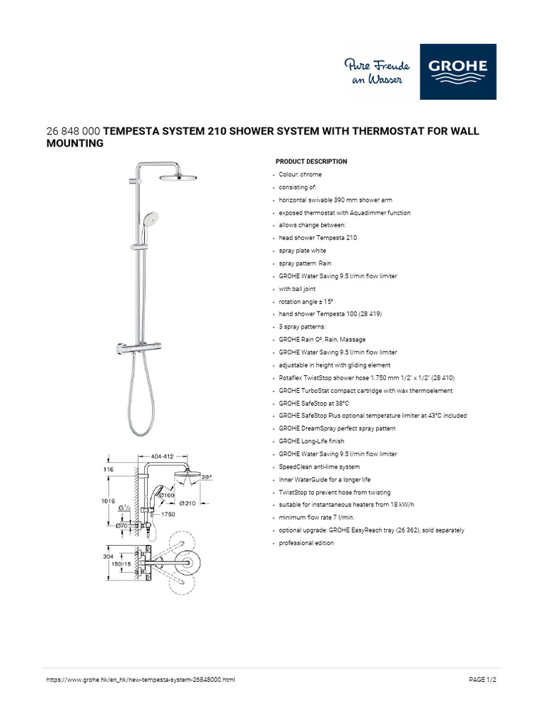 Grohe Tempesta 210 Shower System | PDF | Equipment