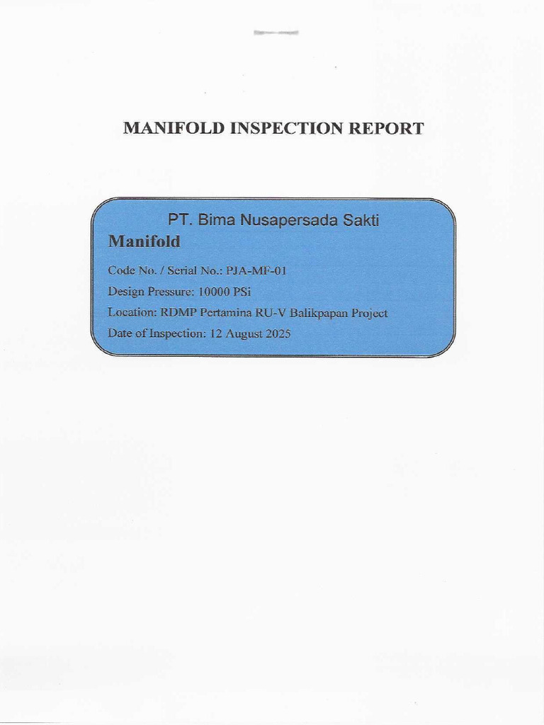 Fir Manifold 10000 Psi - Pja MF 01 - PT - Bns | PDF