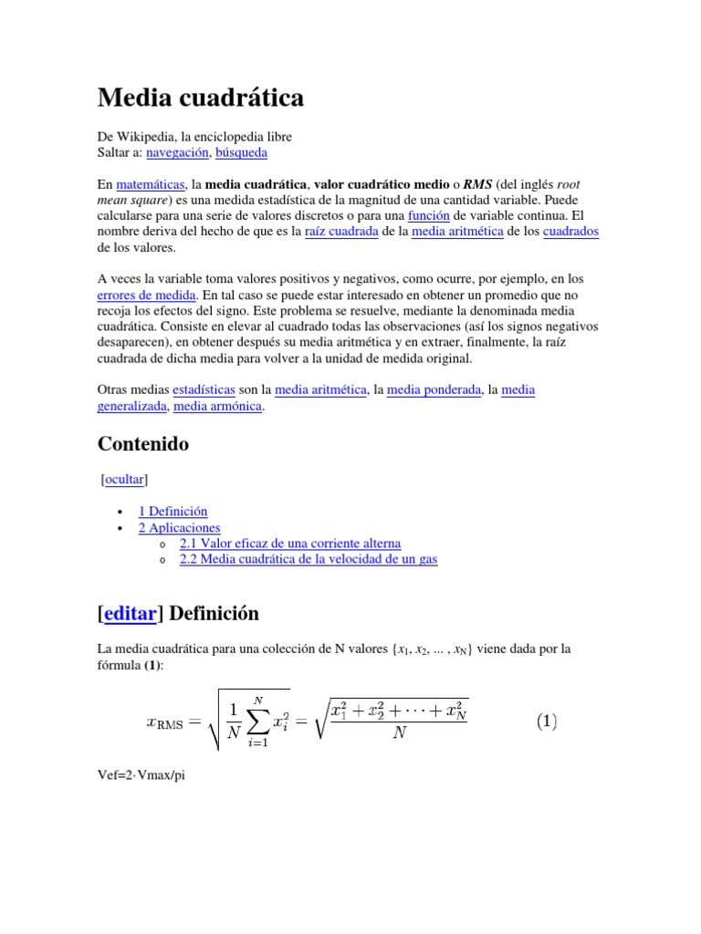 Media Cuadrática | PDF | Ciencia y matemáticas