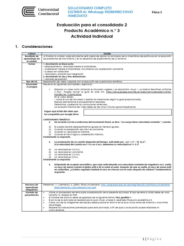 Pa3 Fisica 1 Solucionario UCCI | PDF | Aceleración | Física