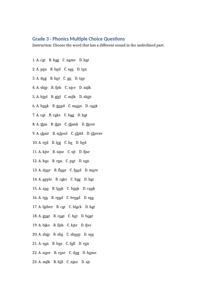 Grade3 Phonics 30Qs | PDF | Chess Openings | Chess