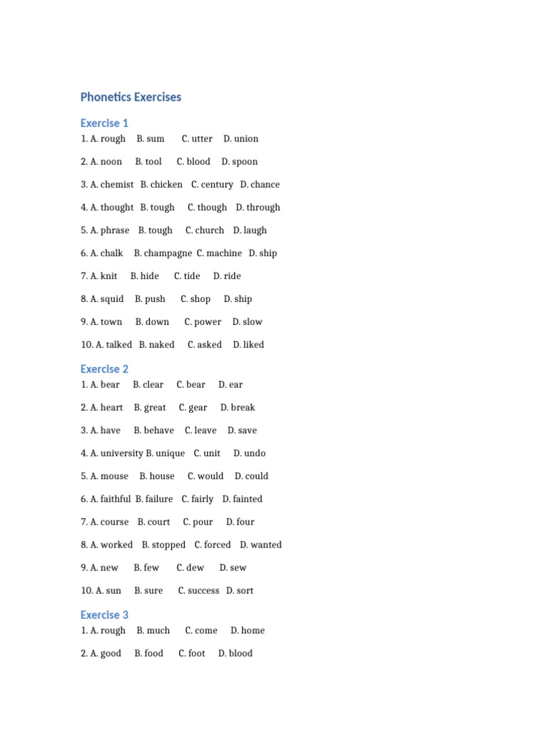 Phonetics Exercises | PDF