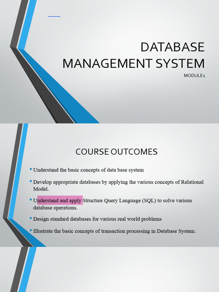 DBMS Module 1&2 1st Internal | PDF | Databases | Conceptual Model