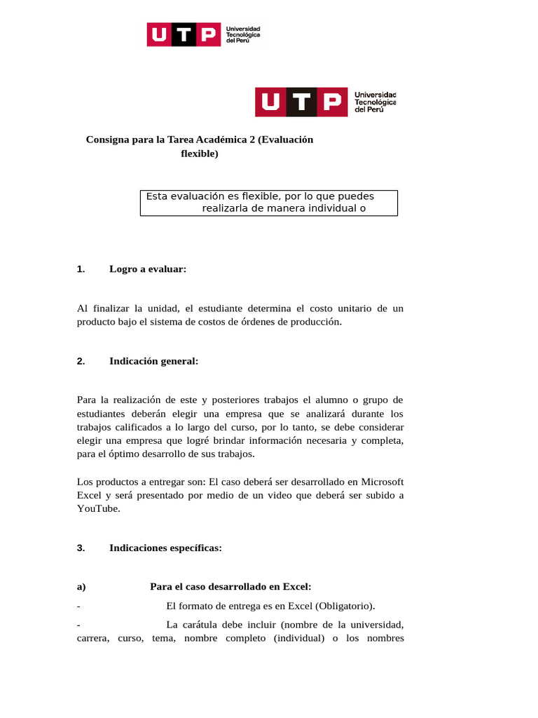 ? (AC-S08) Semana 08 - Tarea Académica 2 (TA2) - CONTABILIDAD GERENCIAL Y DE COSTOS | PDF
