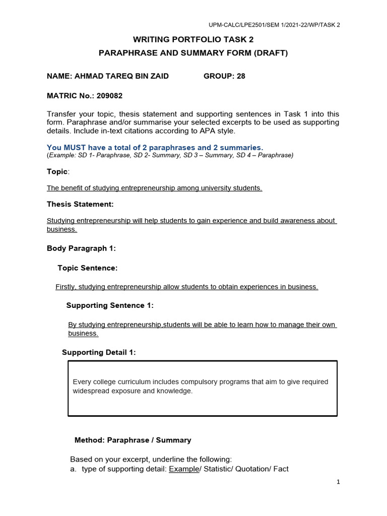 Writing Portfolio Task 2 | PDF | Entrepreneurship | Knowledge