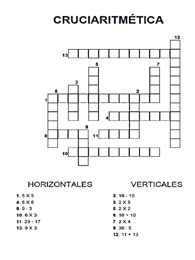 Crucigrama de Numeros | PDF