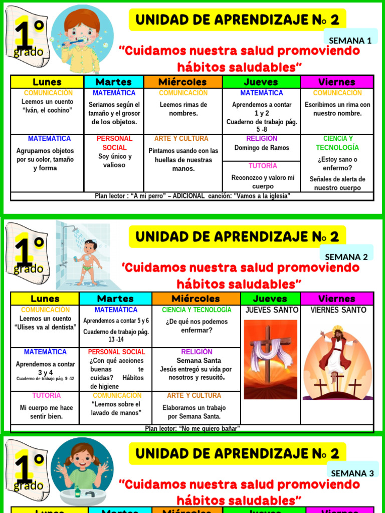 Planificador Unidad 2 - 1° Grado Maestra Janet | PDF