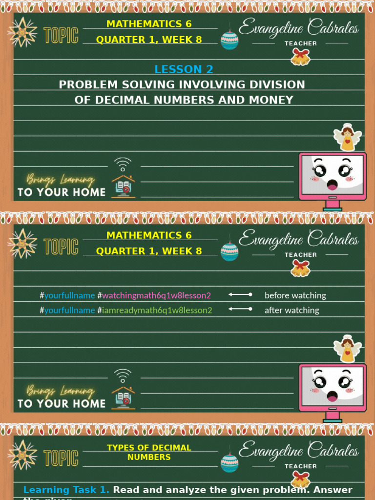 Problem Solving Involving Division of Decimal Numbers & Money | PDF