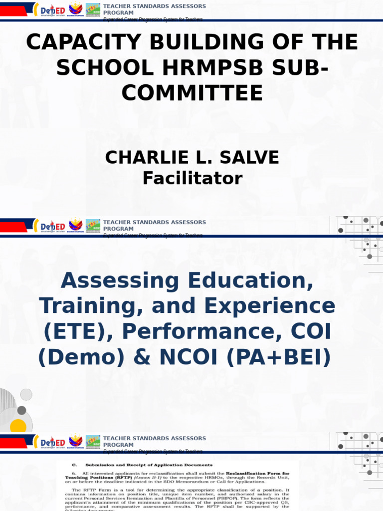 Capacity BLDG of School HRMPSB Sub-Committee | PDF | Teachers | Pedagogy