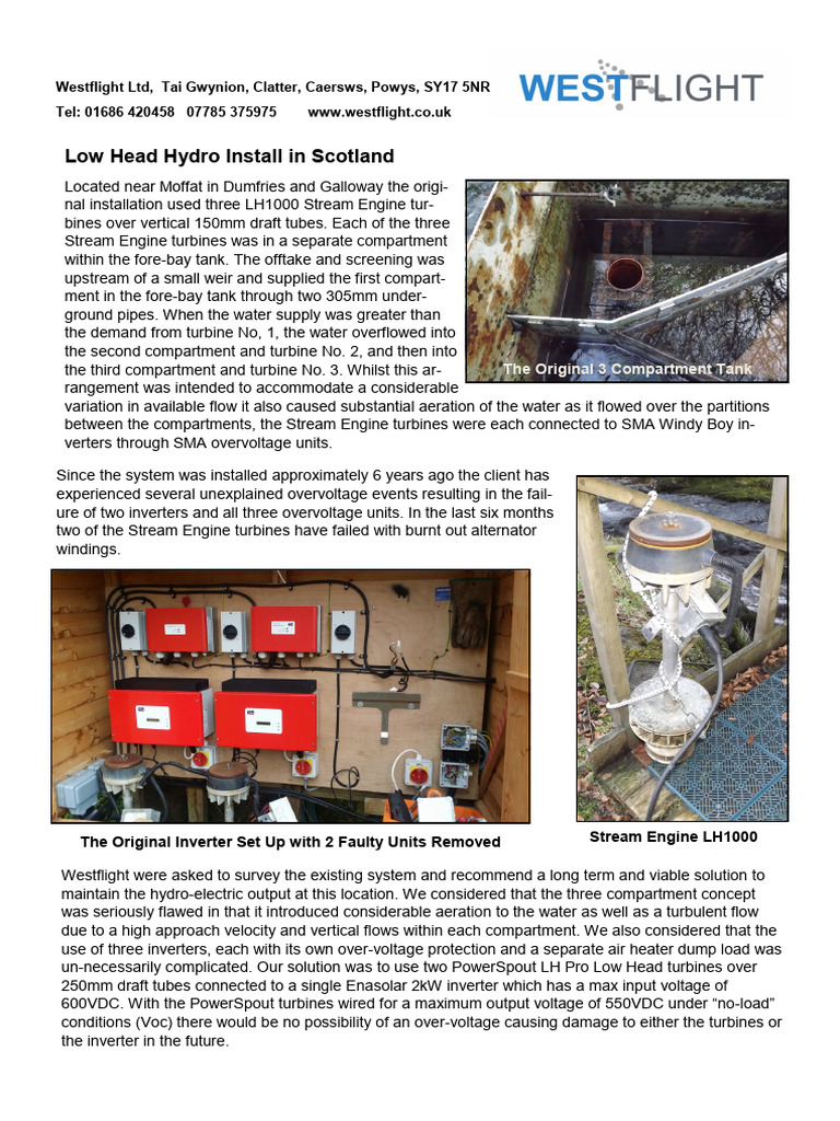 Low Head Hydro System Upgrade in Scotland | PDF | Spillway | Power Inverter