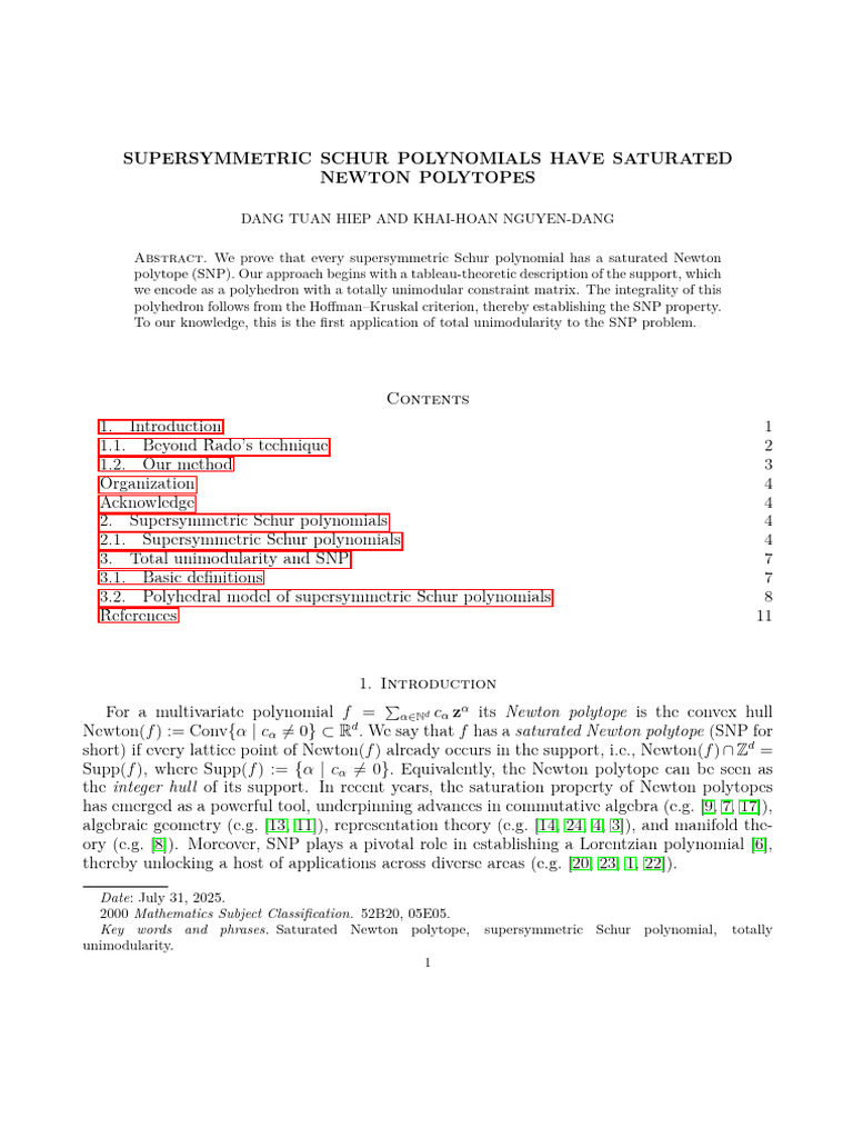 Supersymmetric Schur Polynomials Have Saturated Ne | PDF | Polynomial ...