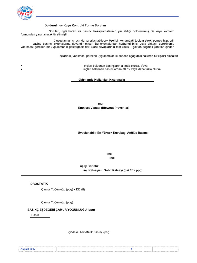 EX 0050 Drilling Turkish API Formula Sheet V1 | PDF