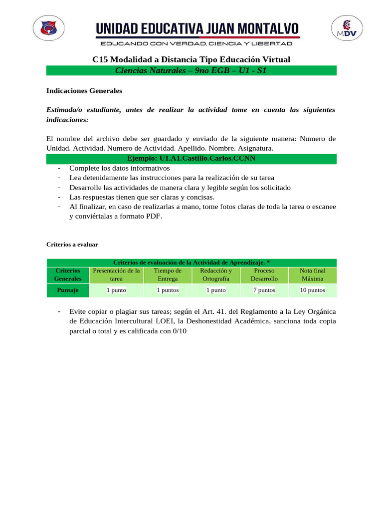 Actividad de Aprendizaje 1 Unidad 1 | PDF | Flores | Aprendizaje