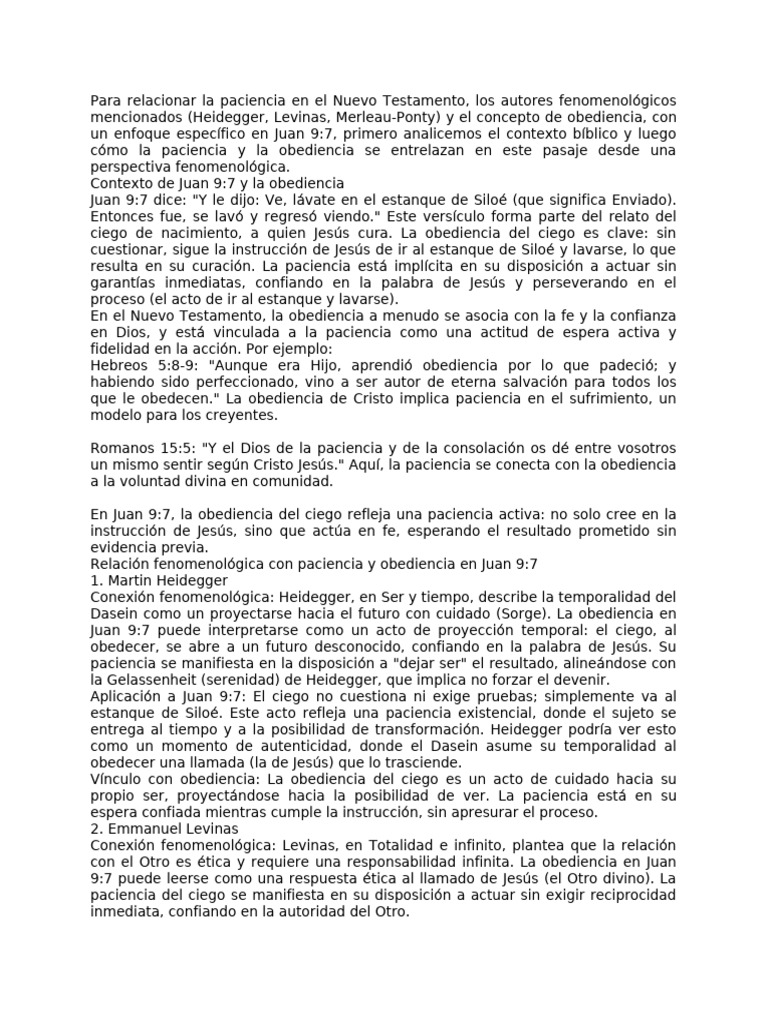 Paciencia y obediencia en Juan 9:7 | PDF | Martin Heidegger | Jesús