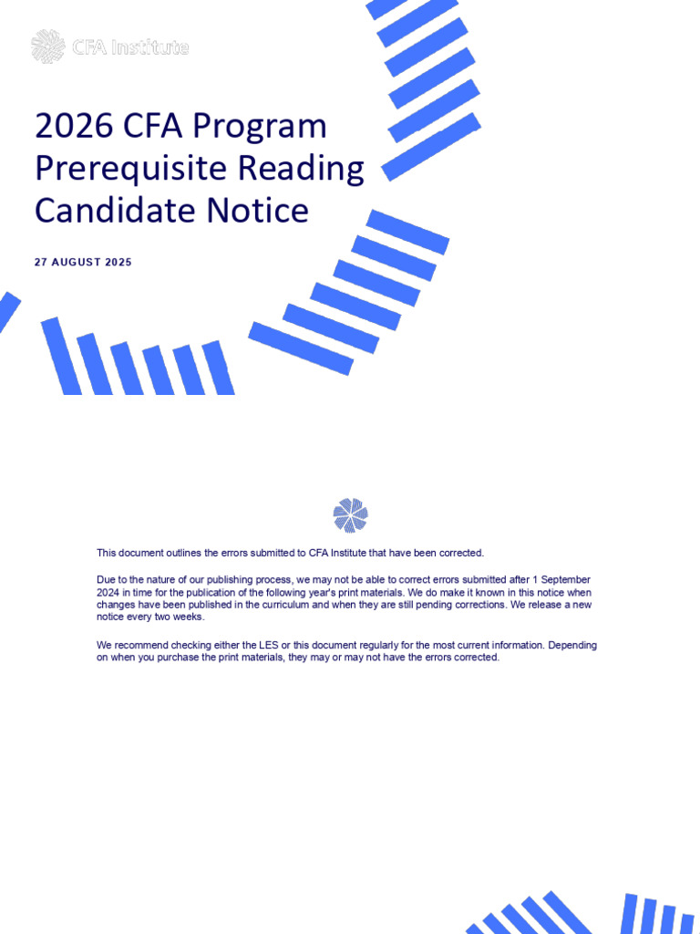 2026 CFA Program Errata Notice | PDF