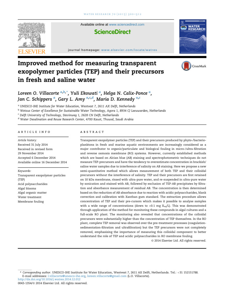 Villacorte Et Al. 2015. Improved Method For Measuring TEP and Their ...
