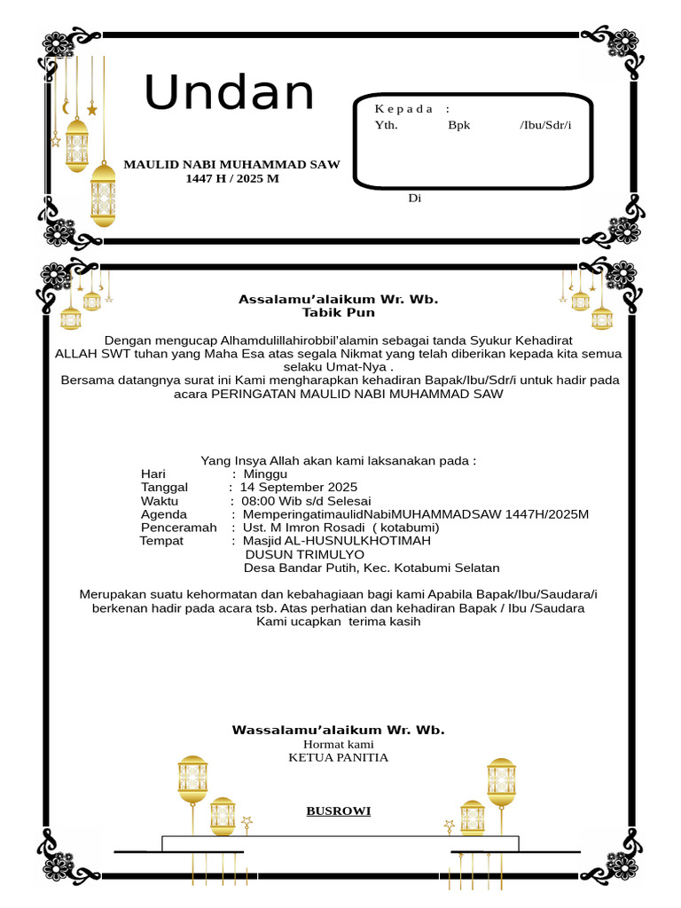 Undangan Maulid Nabi Trimulyo | PDF