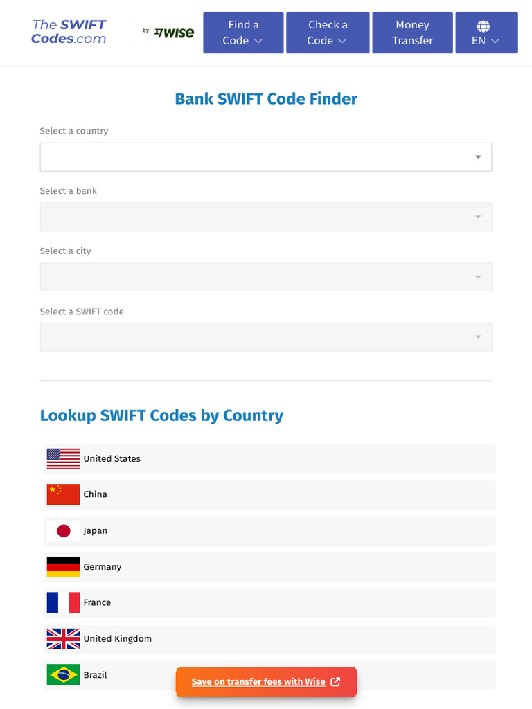 SWIFT Code Lookup for International Transfers | PDF | Wire Transfer ...
