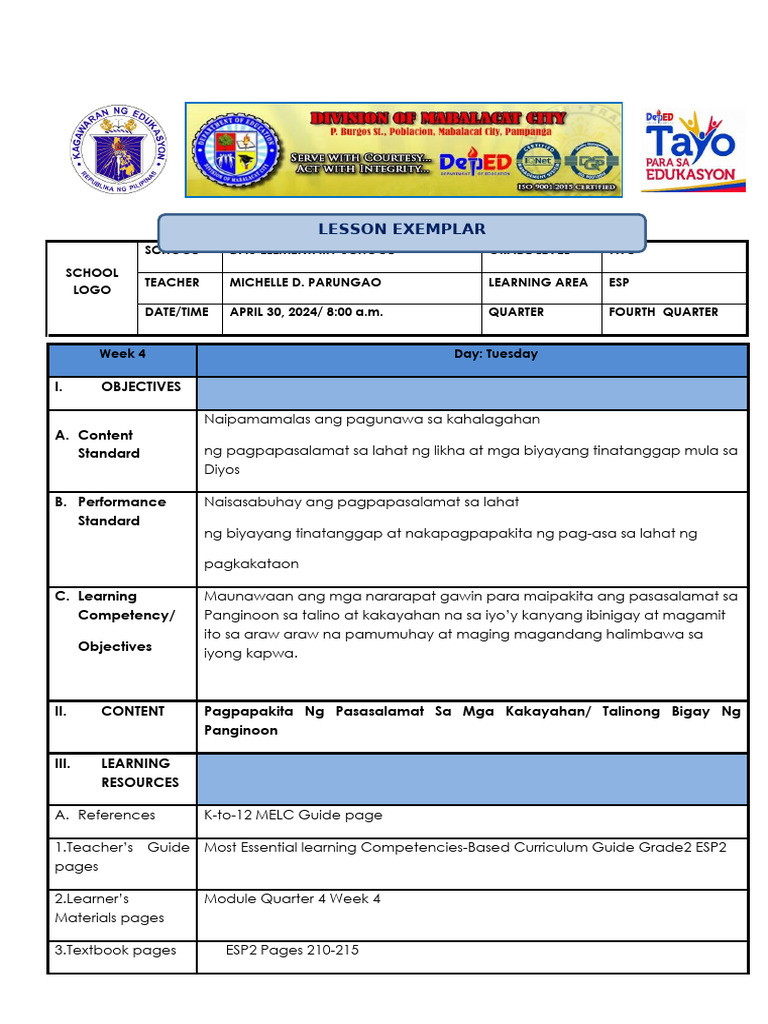 4th COT-ESP2 DLP-2023-2024 | PDF