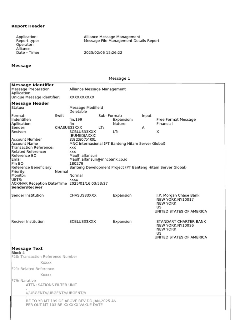 MT199 Swift Message Format Overview | PDF | Telecommunications ...
