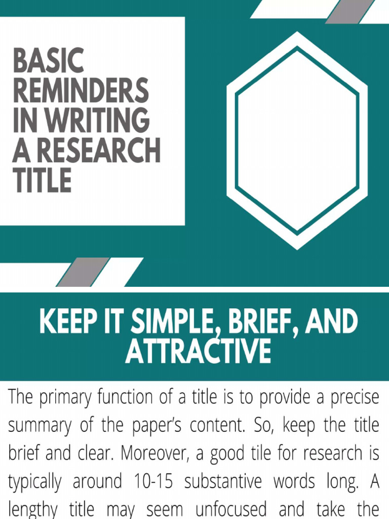 Reminders in Writing Research Title | PDF