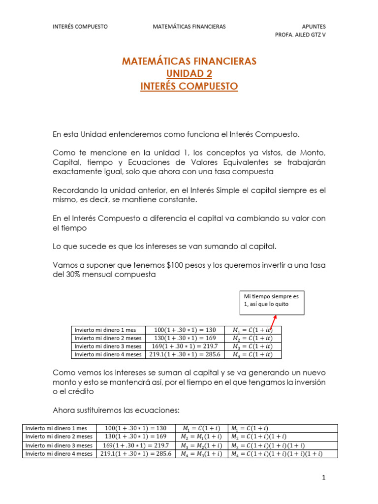 INETERES COMPUESTO Apuntes Parte 1 | PDF | Interés compuesto | Finanzas ...